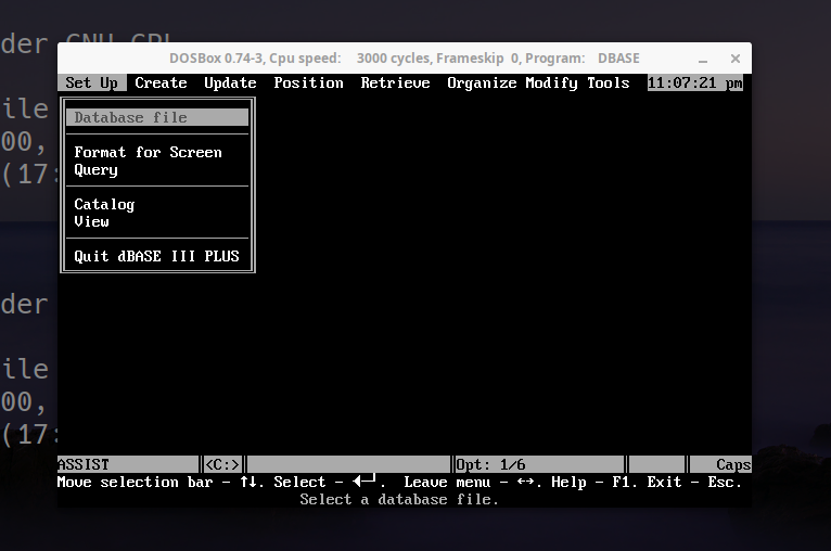 dBASE III Plus sobre GNU+Linux en 2021 – 56K